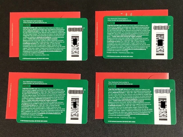 🇨🇦 CANADA 2025 Starbucks Snake (Barcode) Gift Card With Envelopes (4 ...
