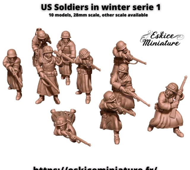 WW2 US INFANTRY Winter Uniform Full Set Soldiers 1/35th Resin Printed £ ...