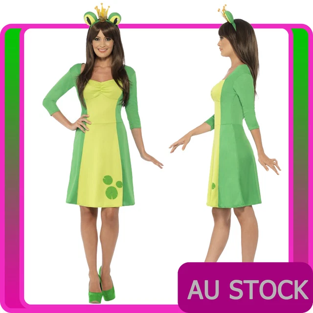 LADIES FROG COSTUME Fairytale Book Week Animal Green Fancy Dress Outfit ...