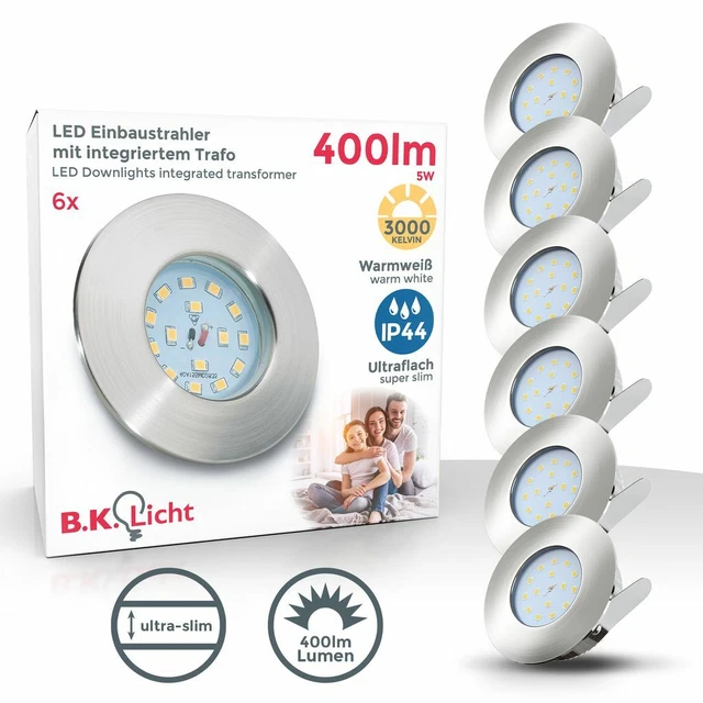 SET 3-6 LED Bad-Einbauleuchte 230V Einbau-Strahler Spots 5W IP44 flach ...
