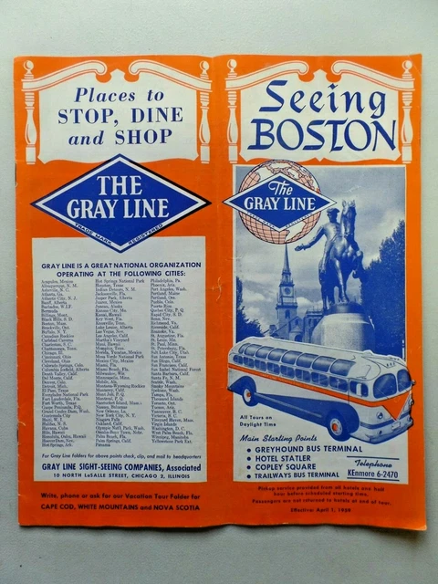 VINTAGE SEEING BOSTON The Gray Line Bus Tour Brochure 1959 Souvenir ...