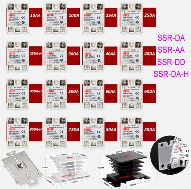 Solid State Relay Module Ssr 40da Ac Dc 10a25a30a40a50a75a80a 8539