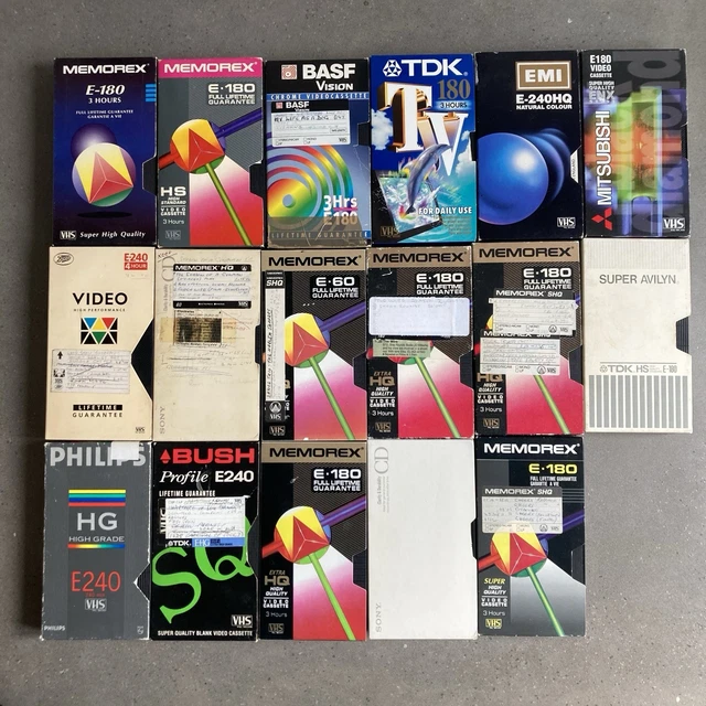 17 USED VHS Video Tapes E180 E240 Blank Recordable TDK/Memorex/Scotch £11.12 - PicClick UK