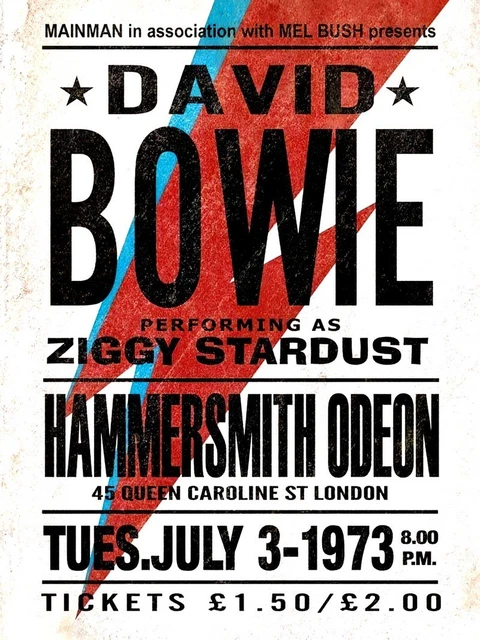 DAVID BOWIE HAMMERSMITH Odeon London 1973 - poster cm. 30 x 40 EUR 17 ...