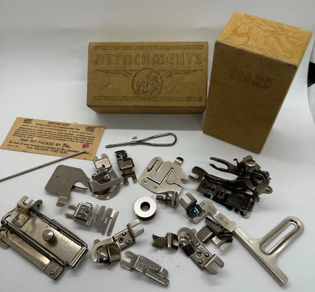 VINTAGE GRIEST SINGER Rotary Sewing Machine Attachments With Original ...