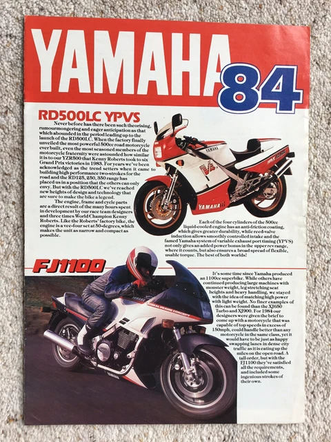 GENUINE YAMAHA 1984 Range Sales Brochure ( RD500LC Etc. ) £9.99 ...