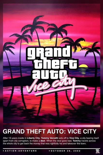 GRAND THEFT AUTO Vice City Gloss Poster Wall Art £19.99 - PicClick UK