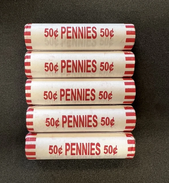 5 FULL ROLLS 2025 D Lincoln Penny Bank Shield Cent Uncirculated OBW £14 ...