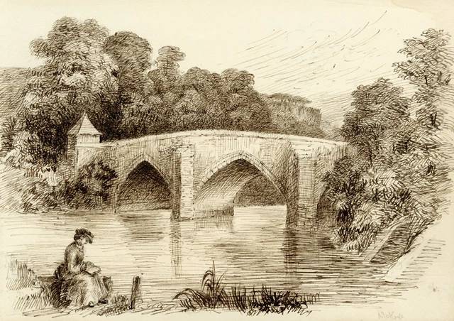 JOHN WILSON, CONSTANCE Sketching at Matlock Bridge, Derbyshire –c.1870s ...