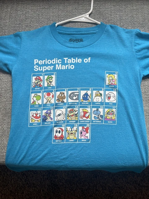 2017 SUPER MARIO Periodic Table of Super Mario Youth T-Shirt Sz Medium ...
