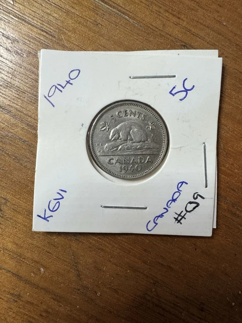 🐛1940 CANADIAN 5-CENT Beaver Coin 🐛Round Paget & Gray King George Vi # ...