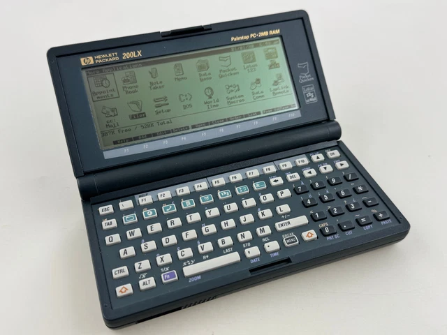 HEWLETT PACKARD 200LX Palmtop 2MB RAM + 10MB Flashdisk F1013B EUR 499 ...