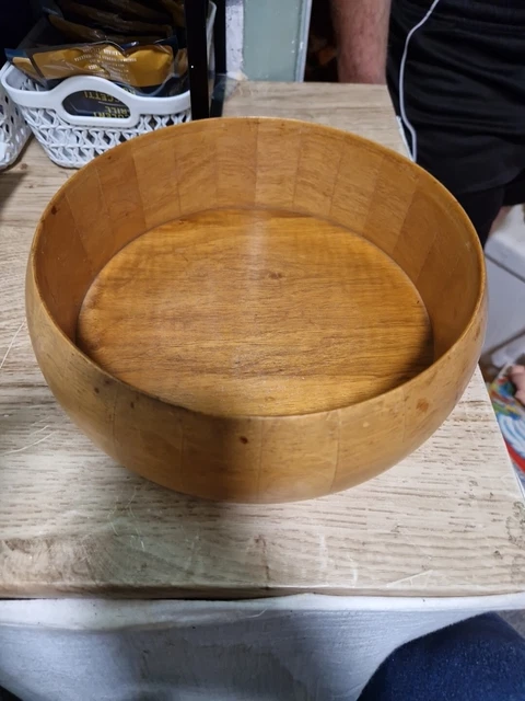 VINTAGE RYECRAFT WOODWARE solid wood/wooden bowl. 9"/20cm Used £11.12 ...