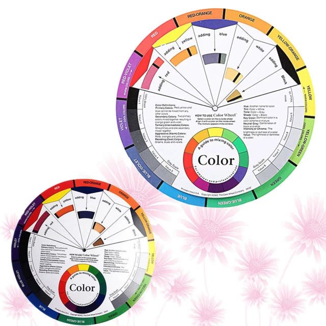 2 PCS NAIL Art Color Card Wheel Primary Learning Mixed Make up Pigment ...