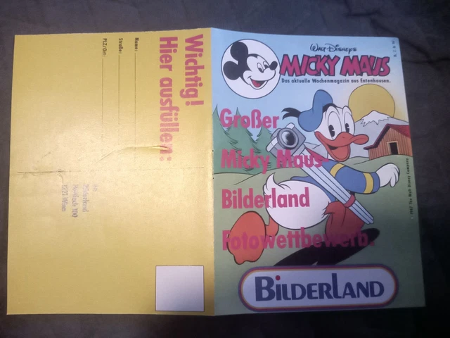 COMICS LOSE ÖSTERREICH-BEILAGE Micky Maus 1987 "Bilderland-Gewinnspiel ...