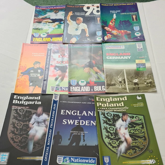 ENGLAND FOOTBALL PROGRAMMES Bundle X10 Late 90s And Early 2000 Rare £34 ...