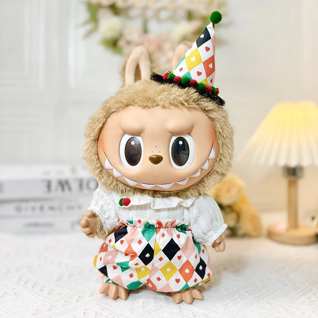 POP MART 38CM The Monsters Labubu Plush Doll New Clothes Poker Clown ...