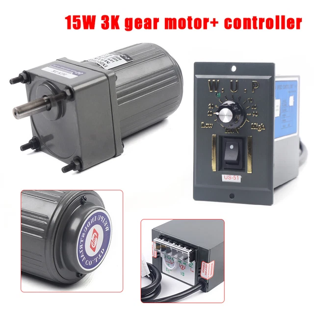 ELECTRIC AC GEAR Motor & Variable Speed Controller 1:3 0-450 RPM 110V ...