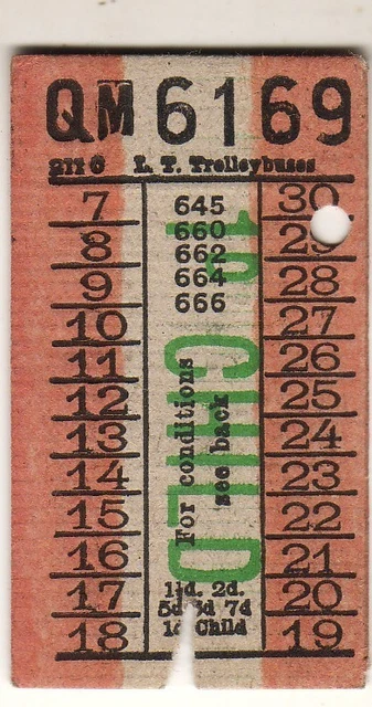 BUS/ TRAM TICKET LT Trolleybuses 1d Child Rtes 645 660 662 664 666 ...