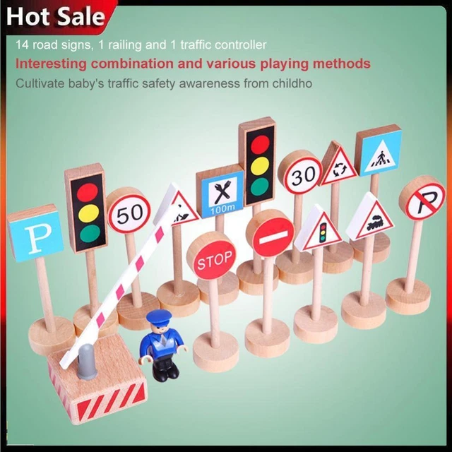 TRAFFIC SIGNS LIGHTS Playset Pretend Play Crosswalk Signal Toy Kid ...