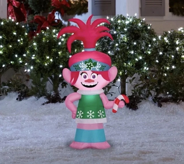 GEMMY 4FT POPPY w/ Candy Cane Christmas Inflatable Trolls Yard Decor ...