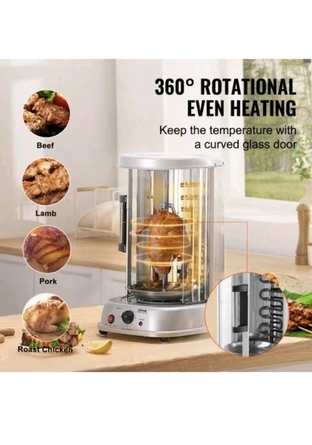 VEVOR STAINLESS STEEL Shawarma Grill Gyro Rotisserie Doner BBQ With ...