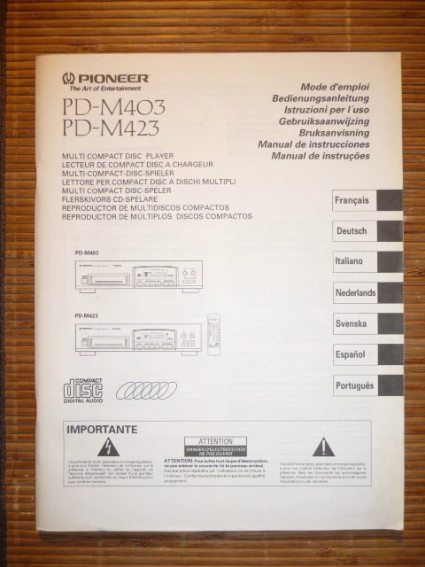 MANUAL/INSTRUCTIONS FOR PIONEER PD-M403/PD-M423 CD Player, Original $19 ...