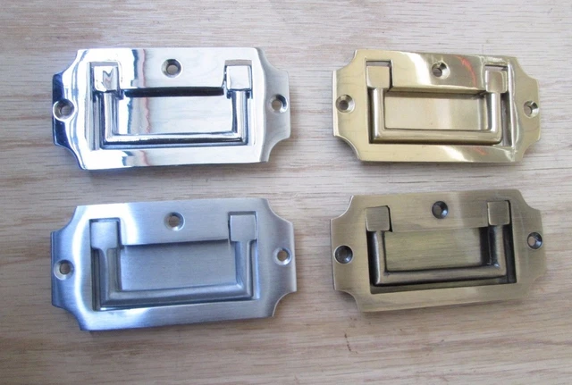 VINTAGE OLD ENGLISH Furniture Recessed Drawer Military Flush Inset Pull ...