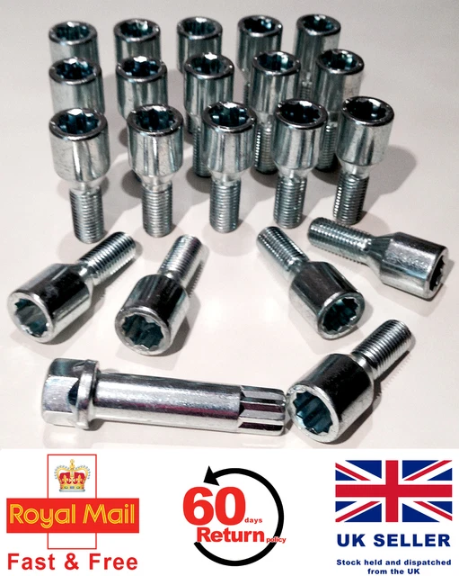 AUDI A3 S3 RS3 Tuner slim fit alloy wheel bolts + star key. M14 x 1.5 set of 20 £25.19 - PicClick UK