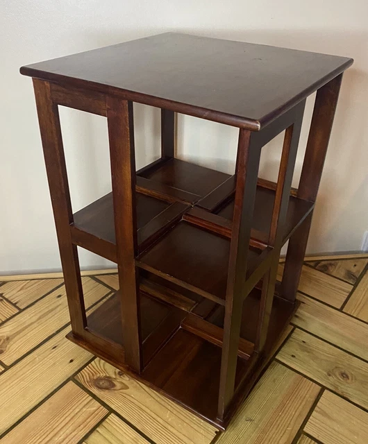 WOODEN SPINNING ROTATING Carousel DVD/ Book Storage Rack Tower- Lazy ...