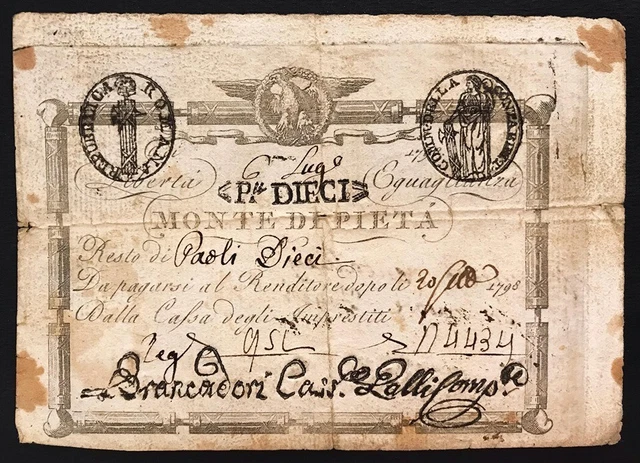 ROMAN REPUBLIC 10 Paul 1798 Mount of Piety N.C. LOT 2670 £41.60 ...