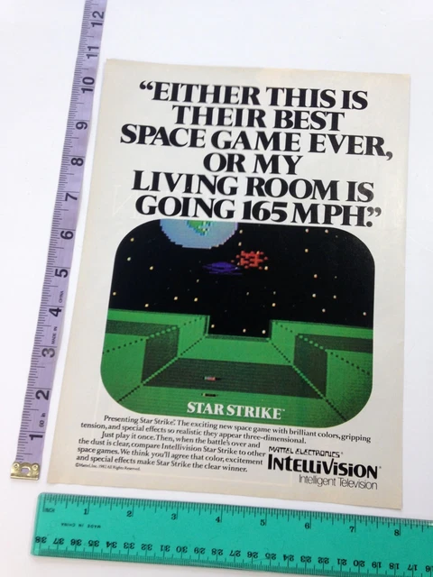 VINTAGE PRINT AD 80's Mattel Intellivision Star Strike advertisement ...