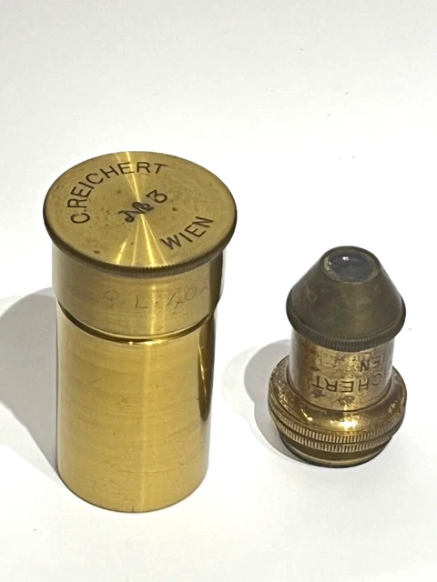 ANTIQUE REICHHERT NO. 3 low power microscope objective in original ...
