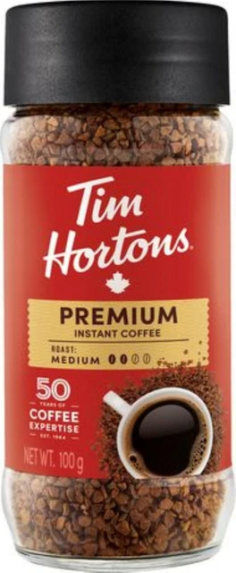 TIM HORTONS PREMIUM Instant Coffee Medium Strength 100g NeW & Fresh ...