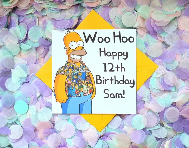 COLOURFUL, PERSONALISED, HOMER Simpsons, Simpsons Montage Birthday card ...