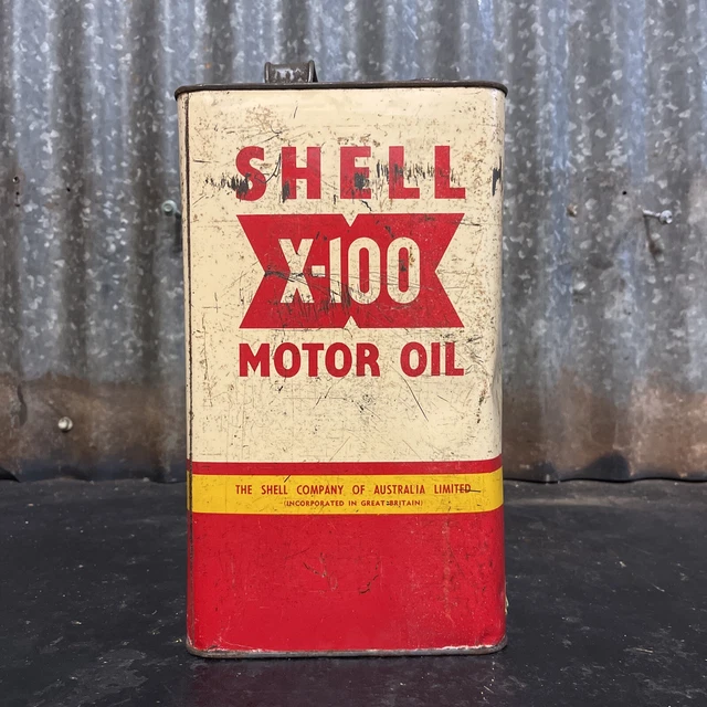 SHELL X-100 MOTOR Oil Vintage 1 Gallon Tin $97.90 - PicClick AU