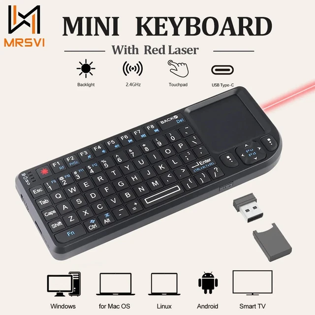 2.4G PORTABLE MINI Wireless Keyboard USB Touchpad Remote Control ...