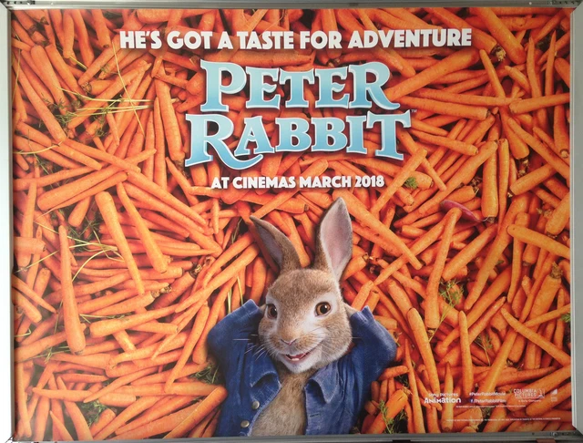 CINEMA POSTER: PETER RABBIT 2018 (Carrots Quad) Margot Robbie Sam Neill ...