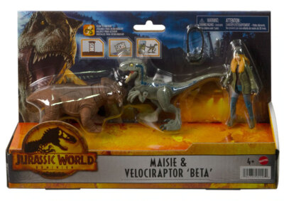 JURASSIC WORLD: DOMINION Maisie and Velociraptor Beta Dinosaur Figure ...
