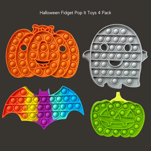[4 PACK] HALLOWEEN Popit Fidget it Pop Toy Push Bubble Sensory Set ...