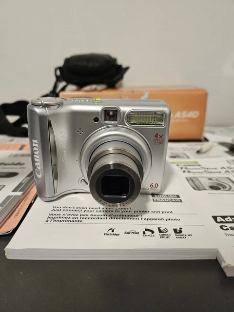 CANON POWERSHOT A540 Digital Camera 6.0 MP 4X Optical Zoom In Box $89. ...