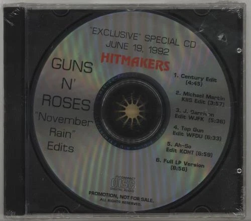 GUNS N ROSES November Rain Edits CD single (CD5 / 5") promo £186.45 ...