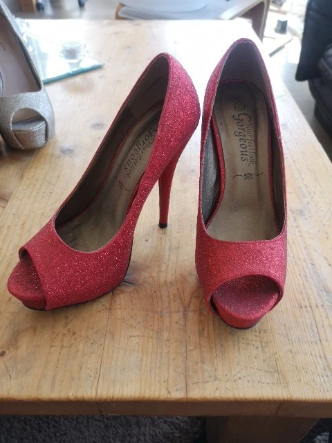NEW LOOK SPARKLY Red UK 5 Ladies Stiletto Peep Toe £11.12 - PicClick UK