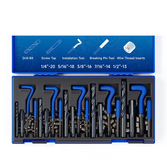 OMT 131PC THREAD Repair Insert Kit Helicoil Car Pro Coil Tool Kit SAE ...