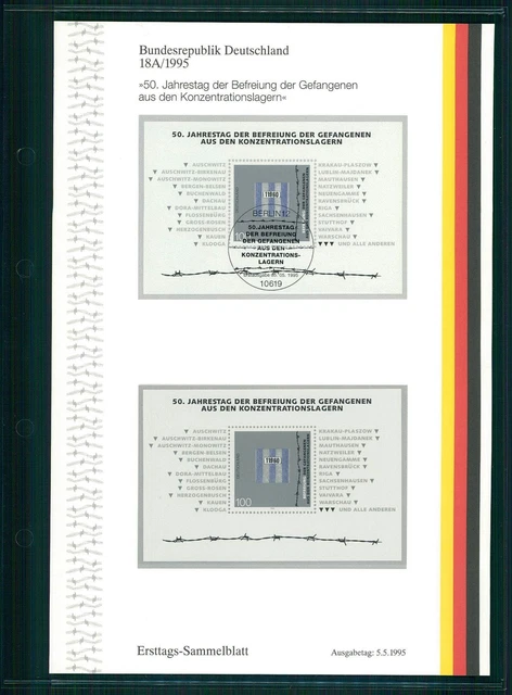 BRD ETSB 1995/18A Ersttags-Sammelblatt Befreiung Konzentrationslager Kz ...