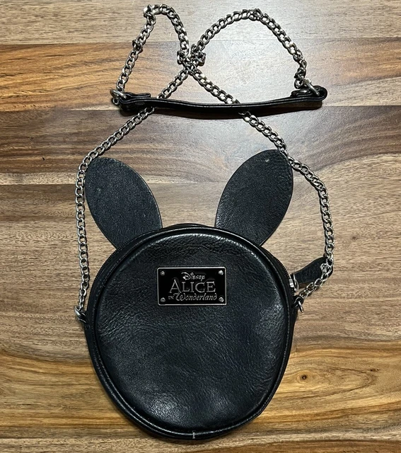 DISNEY ALICE IN Wonderland Black Rabbit Ears Clock Crossbody Purse ...