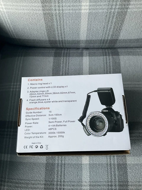 LED, RING FLASH, inc adapter rings, flash diffusers, (N9). £21.50 ...