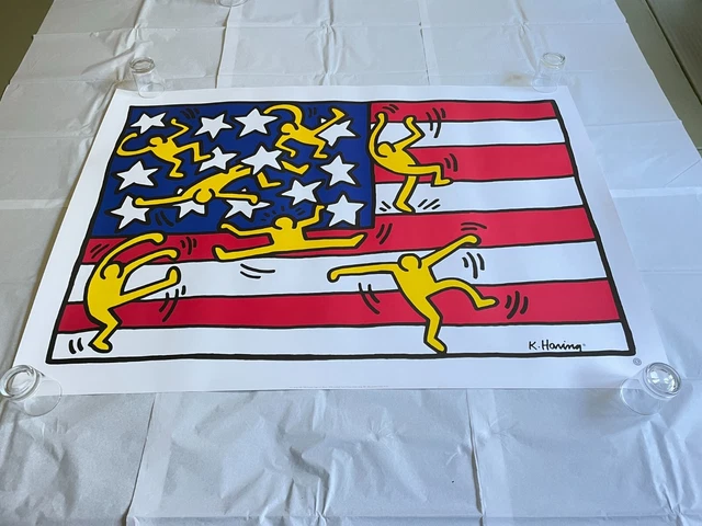 KEITH HARING 1992 BIG print American Flag Music Festival Ballet banksy ...