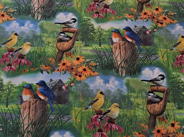 SPRING BIRDS HAUTMAN VIP Cranston 100% Cotton Scenic Country Farm ...