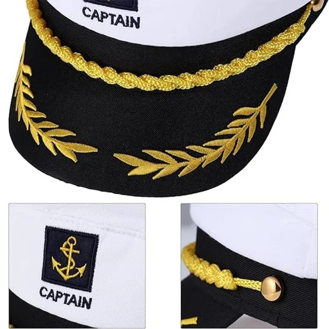 NAVY CAPTAIN HAT Skipper Yacht Hat Sailor Costume Cosplay Fancy Dress £ ...